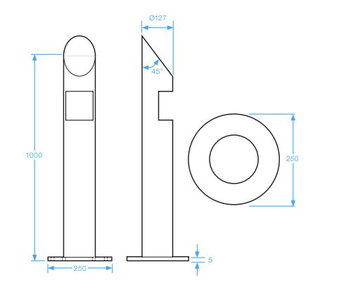 Stainless steel post with cut-out for breakglass unit Access Control ...